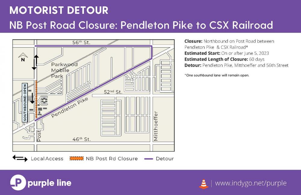Northbound on Post Road Closure | City of Lawrence, Indiana